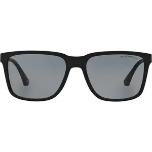 Emporio Armani 56mm Polarized Square Sunglasses - Black