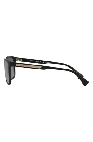 Emporio Armani 56mm Polarized Square Sunglasses - Black