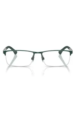 Emporio Armani 57mm Half Rim Optical Glasses - Matte Green/demo Lens