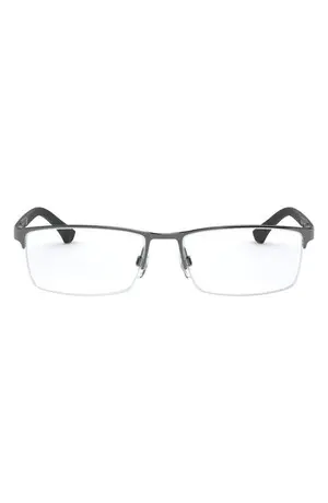 Emporio Armani Giorgio Armani Semirimless Rectangular Eyeglasses - Gunmetal