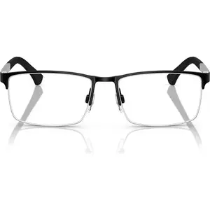 Emporio Armani Giorgio Armani Semirimless Rectangular Eyeglasses - Rubber Black/demo Lens