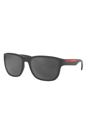 Prada 59mm Mirrored Square Sunglasses - Grey Rubber
