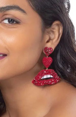Deepa Gurnani Lips Drop Earrings