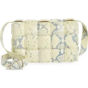 Bottega Veneta Padded Cassette Python Embossed Leather Bag - Kiwi Black Silver