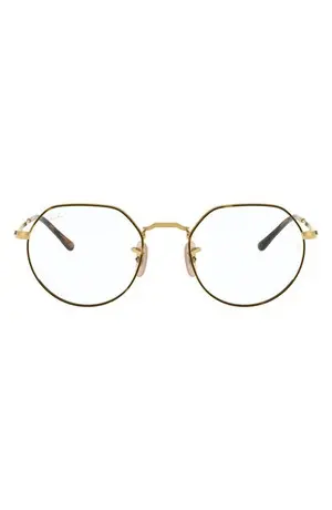 Ray-ban Ray-Ban Unisex Jack 49mm Hexagonal Optical Glasses Havana