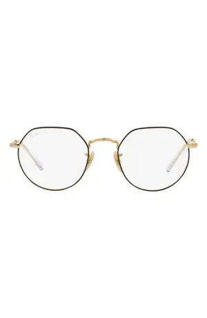 Ray-ban Jack 49mm Hexagonal Optical Glasses - Light Gold
