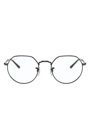 Ray-ban Jack 49mm Hexagonal Optical Glasses - Shiny Black