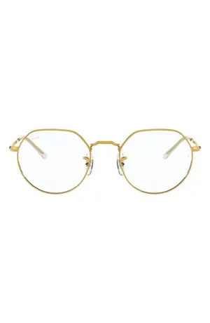 Ray-ban Ray-Ban Unisex Jack 49mm Hexagonal Optical Glasses Shiny Gold