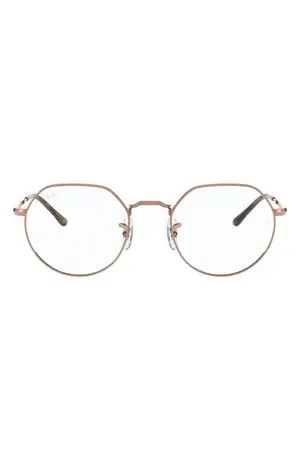Ray-ban Ray-Ban Unisex Jack 49mm Hexagonal Optical Glasses Shiny Yellw