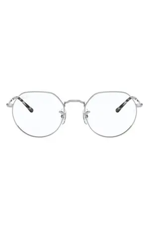 Ray-ban Ray-Ban Unisex Jack 49mm Hexagonal Optical Glasses Silver