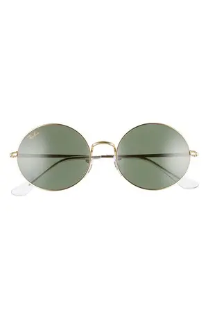 Ray-ban Ray-Ban 54mm Round Sunglasses Gold/ Green Solid