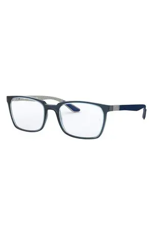 Ray-ban 54mm Rectangular Eyeglasses - Trans Blue