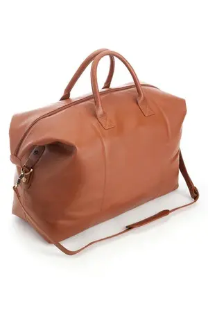 ROYCE NEW YORK Leather Duffle Bag - Tan