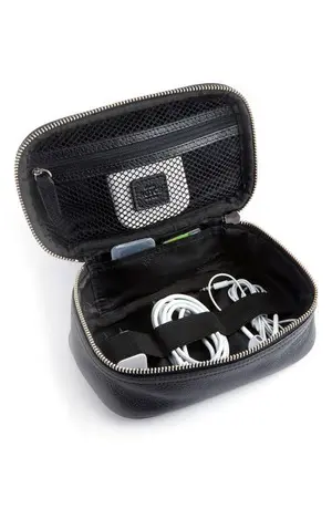 ROYCE NEW YORK Leather Tech Accessory Case - Black