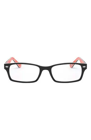 Ray-ban Ray-Ban 52mm Rectangular Eyeglasses Black Red