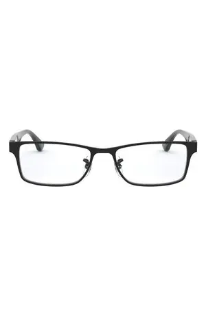 Ray-ban 55mm Rectangular Eyeglasses - Shiny Black