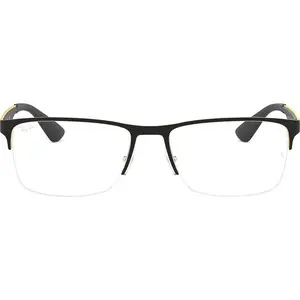 Ray-ban 56mm Rectangle Half Rim Optical Glasses - Gold Black