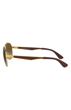 Ray-ban 58mm Gradient Aviator Sunglasses - Gold