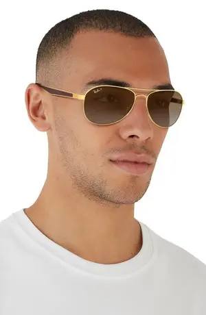 Ray-ban 58mm Gradient Aviator Sunglasses - Gold