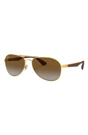 Ray-ban 58mm Gradient Aviator Sunglasses - Gold