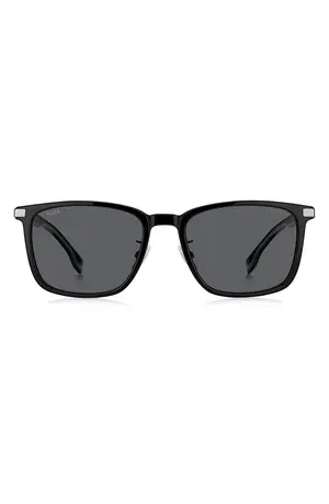 BOSS 57mm Rectangular Sunglasses Black / Gray