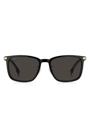 BOSS 57mm Rectangular Sunglasses Black Gold