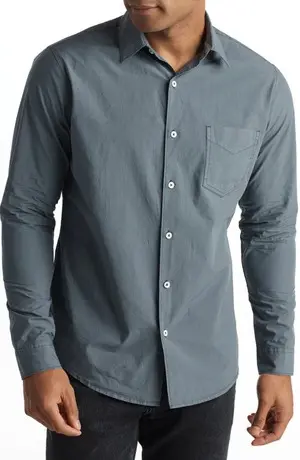 ROAN Everett Cotton Poplin Button-up Shirt - Slate