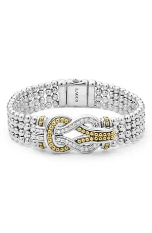 Lagos Newport Flat Beaded Bracelet - Diamond