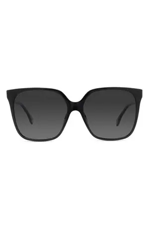 Fendi Fendi 59mm Geometric Sunglasses Shiny Black / Smoke Polarized