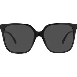 Fendi Fendi 59mm Geometric Sunglasses Shiny Black / Smoke