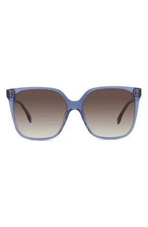 Fendi 59mm Geometric Sunglasses - Shiny Blue / Gradient Brown