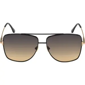 TOM FORD Reggie Aviator Sunglasses - Shiny Black/gradient Smoke