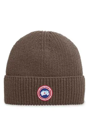 Canada Goose Arctic Disc Ribbed Beanie - Sephia