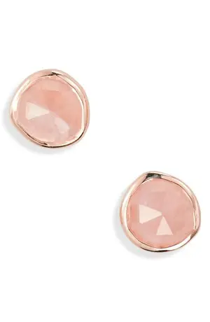 Monica Vinader Siren Semiprecious Stone Stud Earrings - Rose Quartz/ Rose Gold