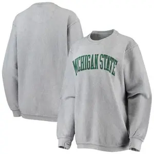 PRESSBOX Michigan State Spartans Comfy Cord Vintage Wash Basic Arch Pullover Sweatshirt - Gray