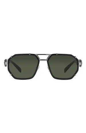 Versace 58mm Aviator Sunglasses - Black Crystal