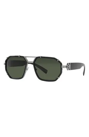 Versace 58mm Aviator Sunglasses - Black Crystal