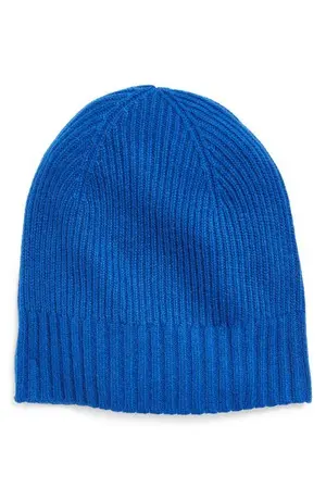 Nordstrom Ribbed Cashmere Beanie Blue Bluing