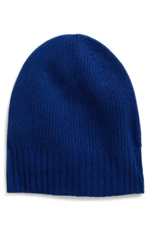 Nordstrom Ribbed Cashmere Beanie Blue Sodalite