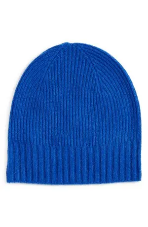 Nordstrom Ribbed Cashmere Beanie Blue Surf