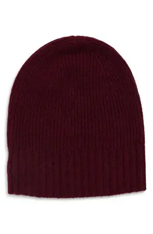 Nordstrom Ribbed Cashmere Beanie - Burgundy Field