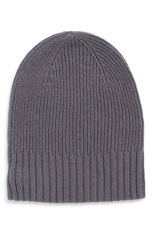 Nordstrom Ribbed Cashmere Beanie - Grey Agate