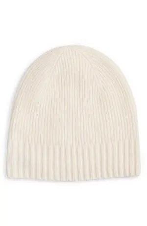 Nordstrom Ribbed Cashmere Beanie Ivory Cloud