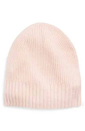 Nordstrom Ribbed Cashmere Beanie Pink Chintz