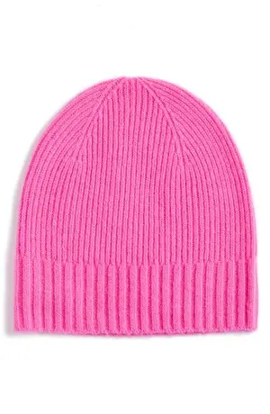 Nordstrom Ribbed Cashmere Beanie Pink Flash