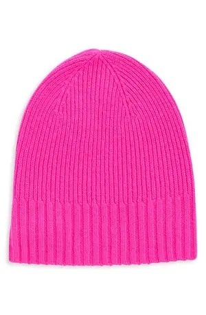Nordstrom Ribbed Cashmere Beanie - Pink Neon