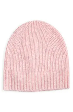 Nordstrom Ribbed Cashmere Beanie Pink Shore Heather
