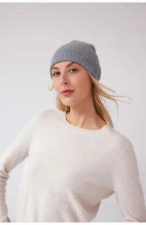Nordstrom Ribbed Cashmere Beanie - Purple Bright
