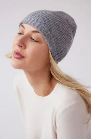 Nordstrom Ribbed Cashmere Beanie - Purple Bright