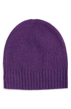 Nordstrom Ribbed Cashmere Beanie Purple Imperial